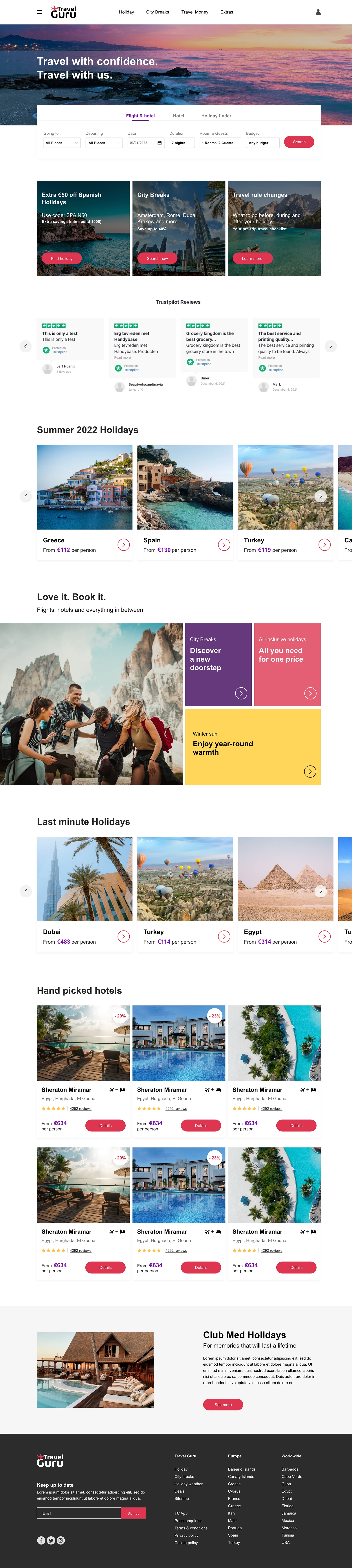 Travel Guru website design - Emideo
